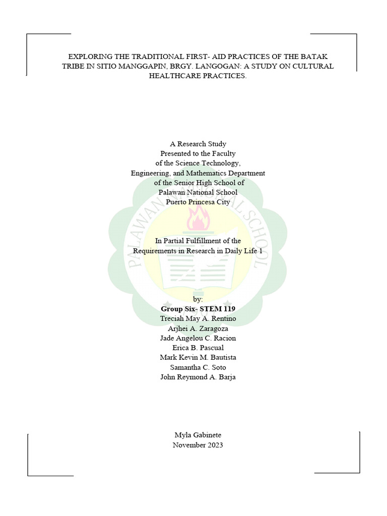Batak Tribe Traditional First Aid Study | PDF | Science | Methodology