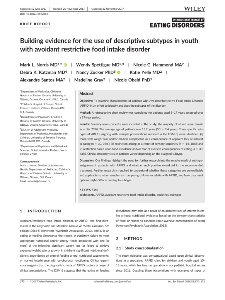 ARFID Subtypes in Youth: A Study | PDF | Clinical Medicine ...