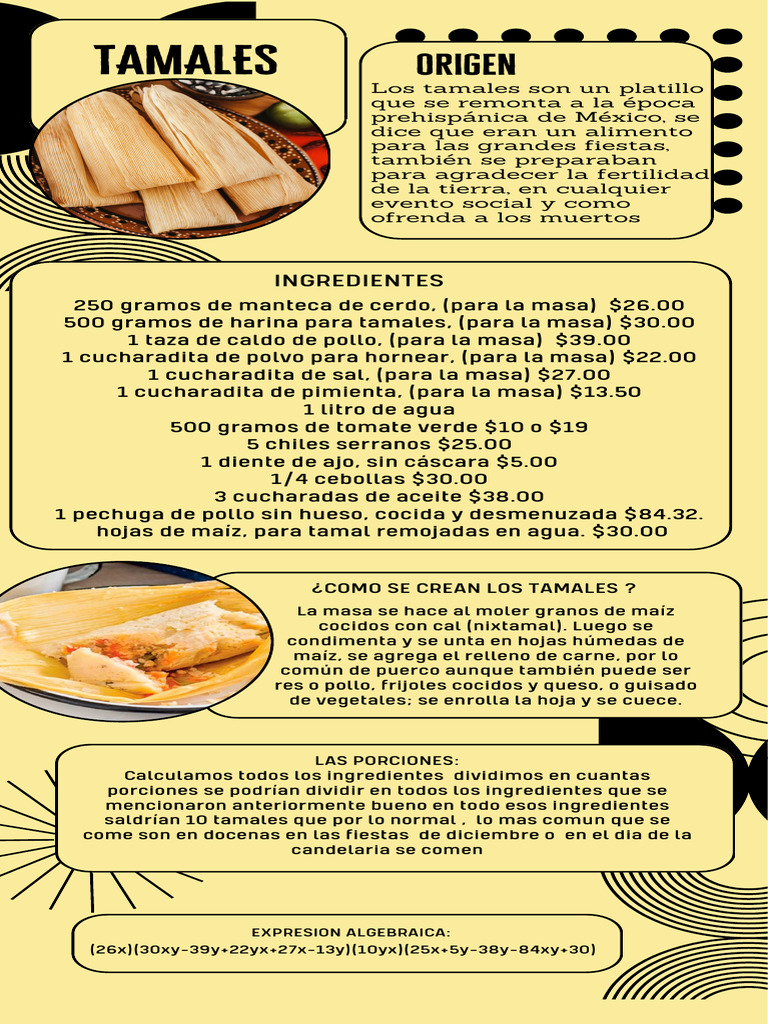 Receta de Tamales: Ingredientes y Origen | PDF