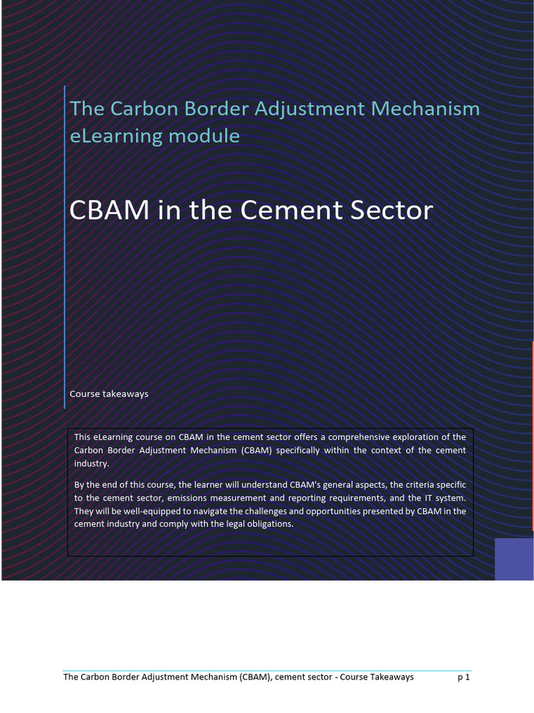 CBAM Cement CourseTakeaways | PDF | Cement | Greenhouse Gas