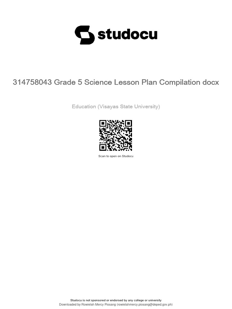 Grade 5 Science Lesson Plan Compilation | PDF | Hazards | Poison