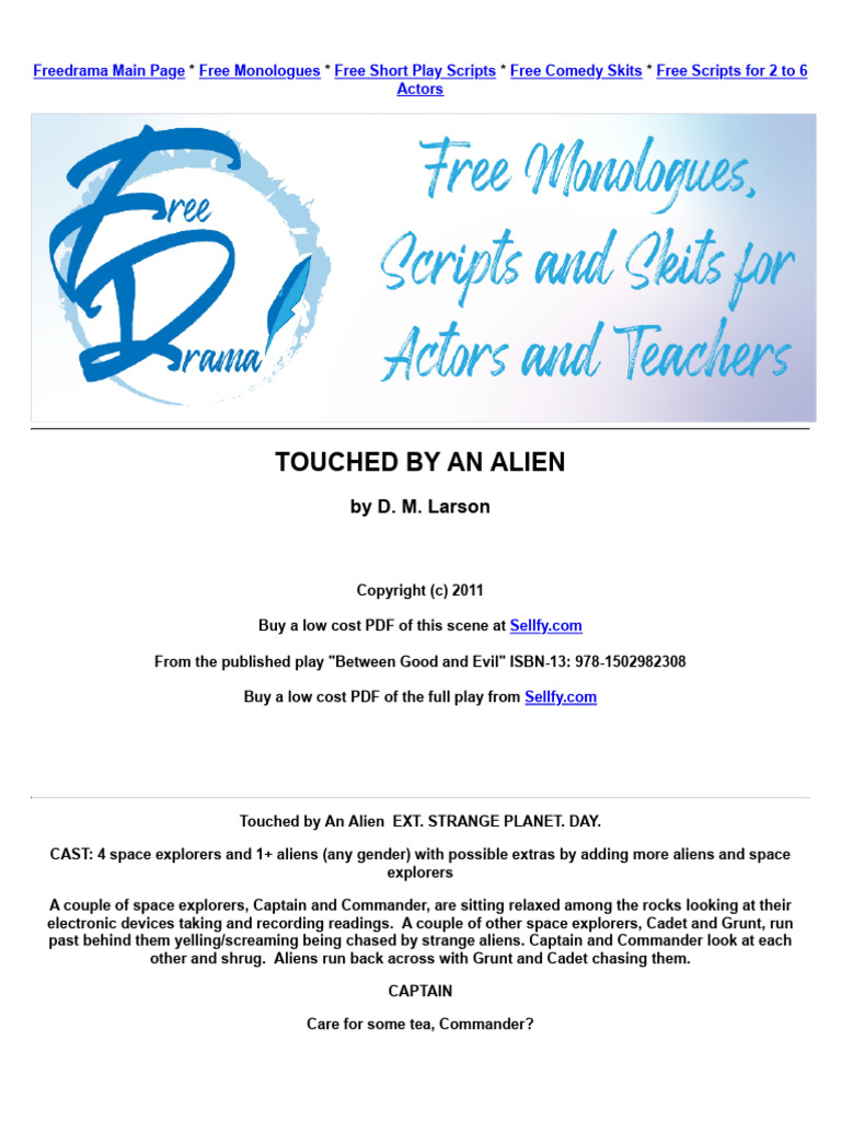Touched by An Alien A Short Online Comedy Skit Fo | PDF
