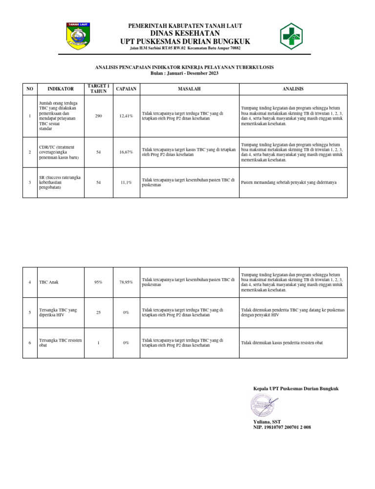 Analisis Indikator Kinerja TB | PDF