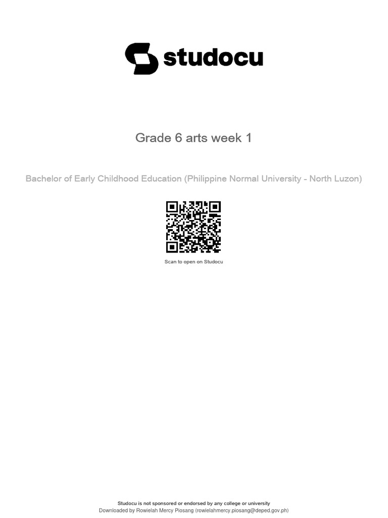 Grade 6 Arts Week 1 | PDF | Drawing | Vision
