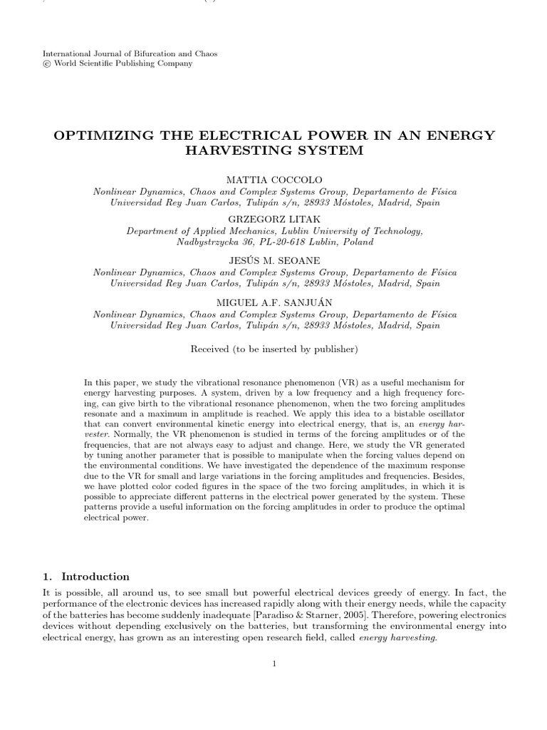 Optimizing The Electrical Power in An en | PDF | Resonance | Oscillation