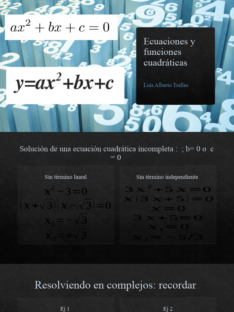 Ecuaciones y Funciones Cuadráticas | PDF | Ecuación cuadrática | Ecuaciones