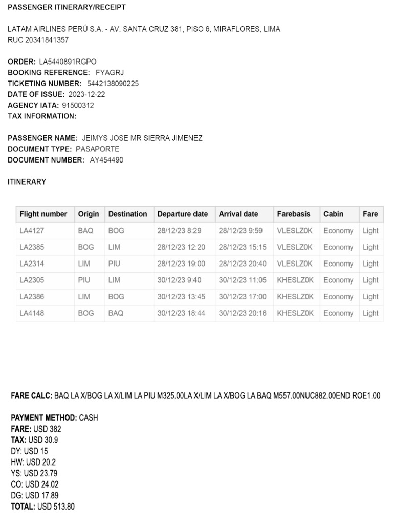 5 Pasajes Aereos | PDF