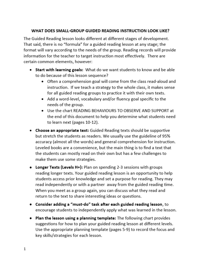 What Does Small Group Guided Reading Instruction Look LIke | PDF ...