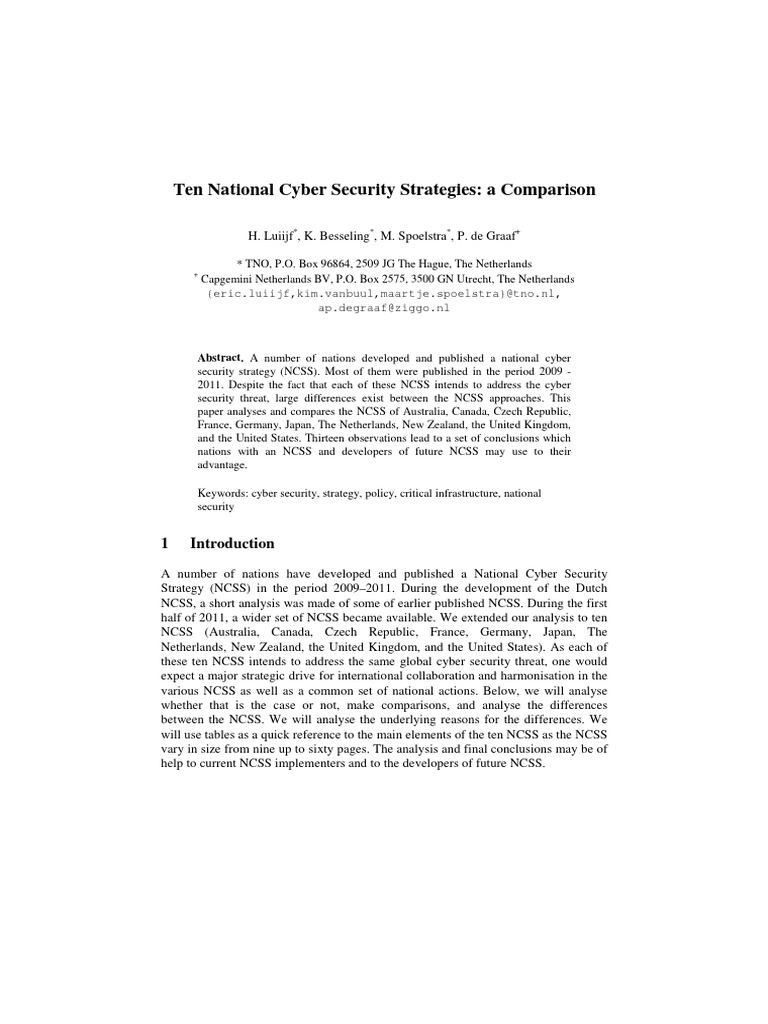 Ten National Cyber Security Strategies A Comparison | PDF | Security ...