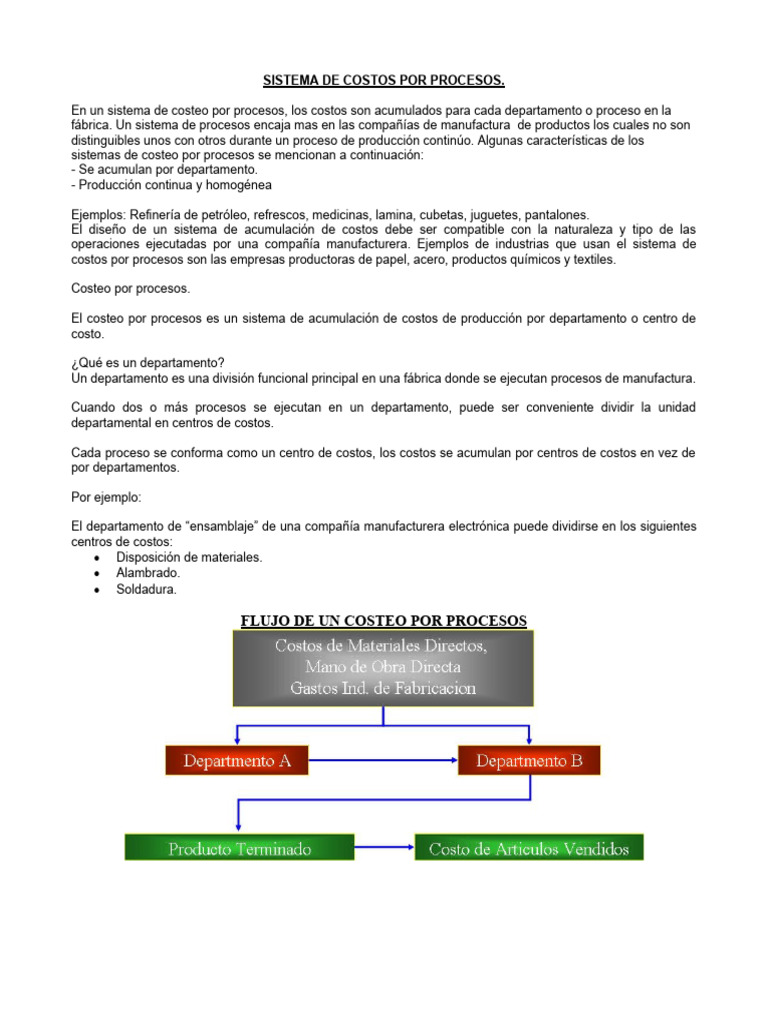 Sistema de Costos Por Procesos | PDF | Inventario | Sector secundario de la economía