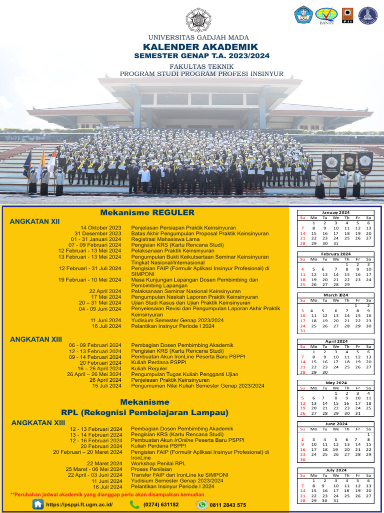 Kalender Akademik Insinyur UGM 2023-2024 - 2 | PDF
