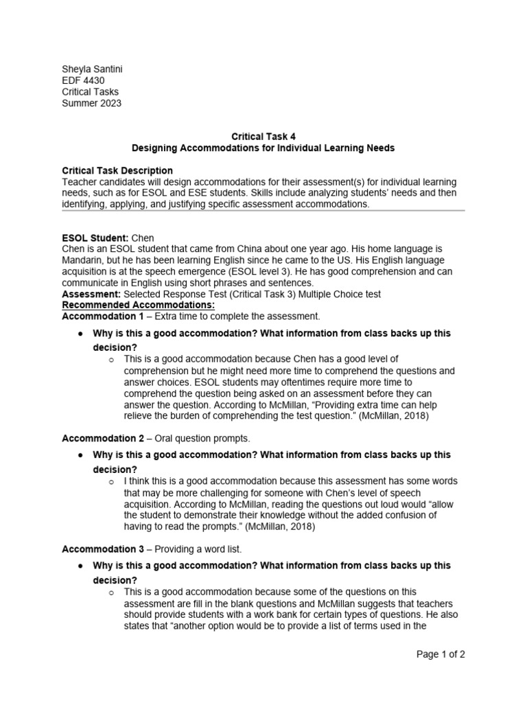 Critical Task 4 Edf4430 Sheyla Santini | PDF | Reading Comprehension ...