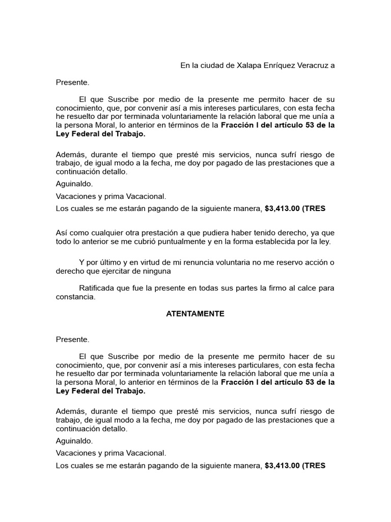 Renuncia Voluntaria VVV | PDF | Política | Ciencias sociales