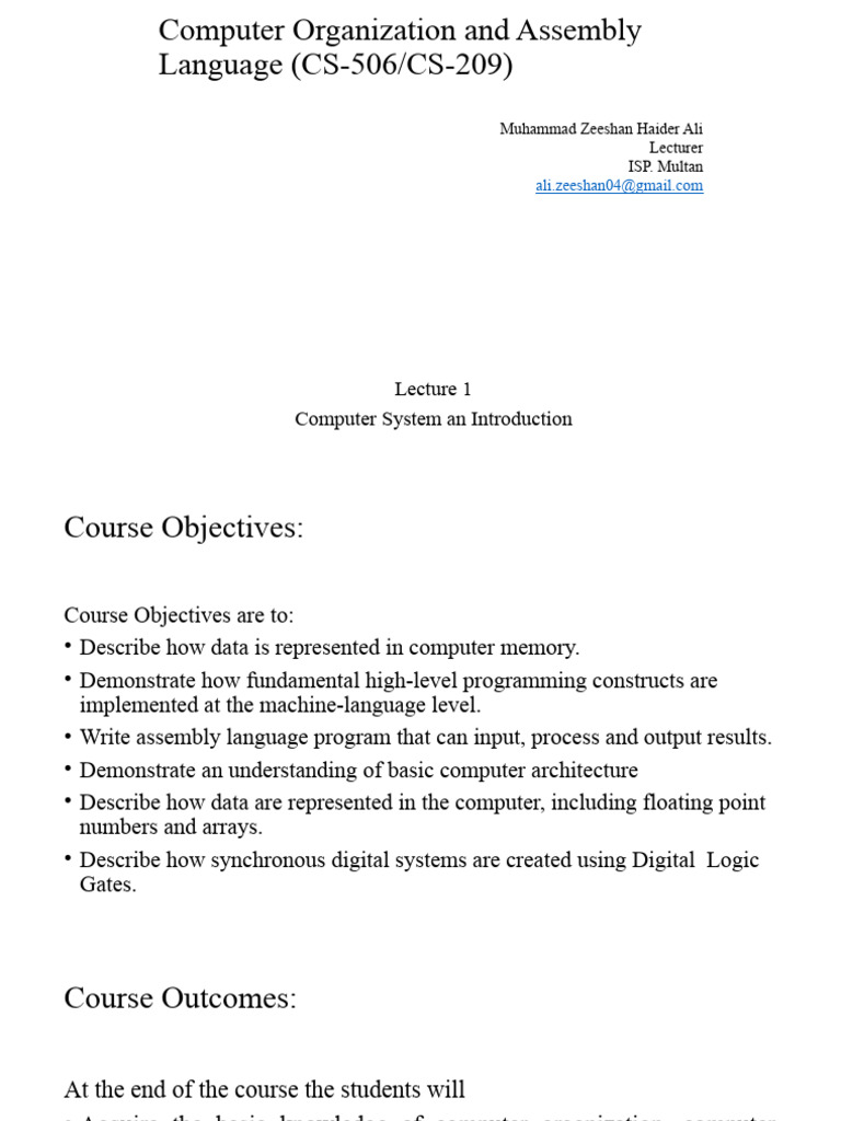 Coal Sp21 Lec1 | PDF | Central Processing Unit | Computer Data Storage