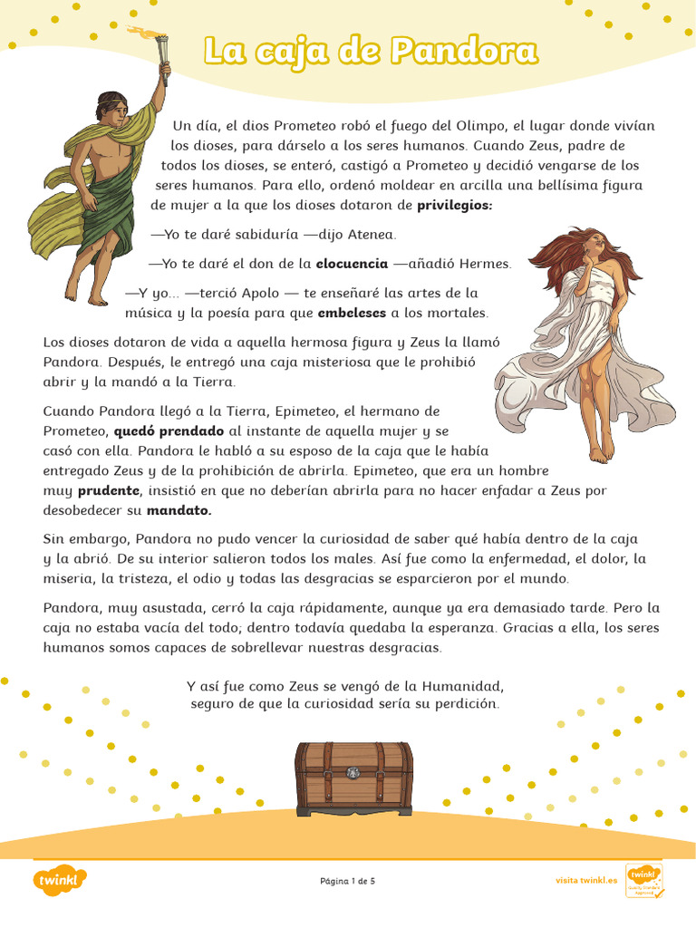 Es SL 1652880316 Comprension Lectora La Caja de Pandora Mitos Griegos ...