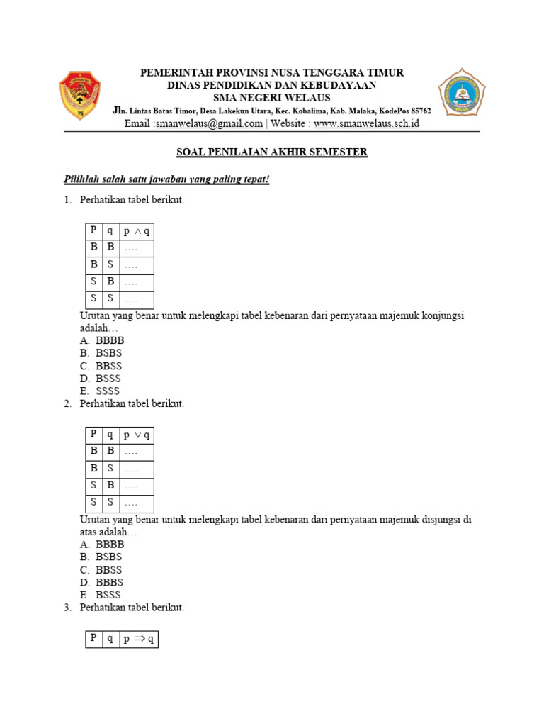 Soal Pas Ganjil Kelas Xi Mia | PDF | Metode & Bahan Ajar