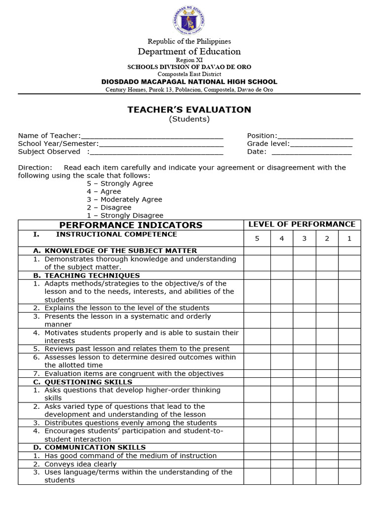 Teacher Evaluation | PDF | Teachers | Learning