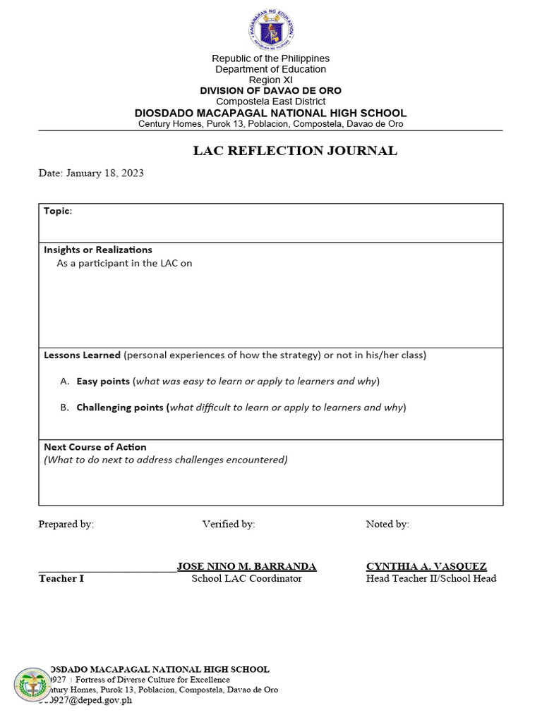 LAC Reflection Journal | PDF