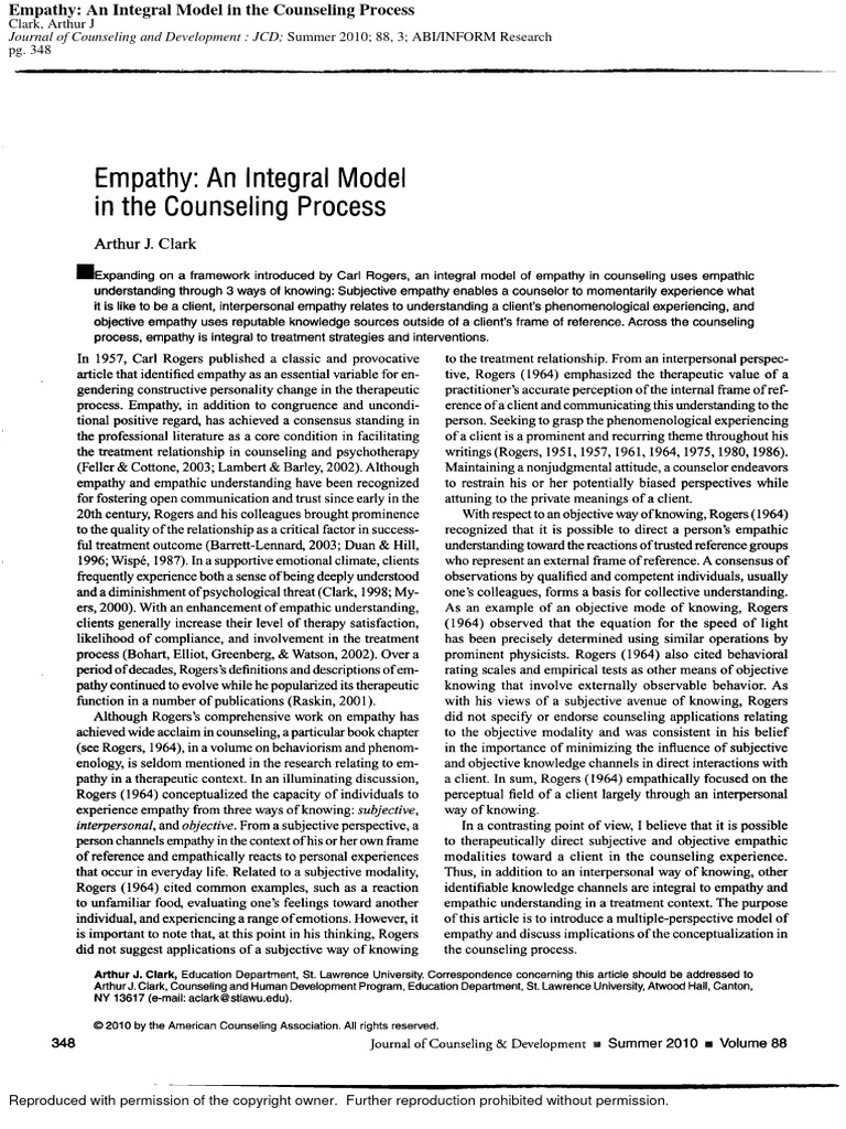 Empathy - An Integral Model in The Counseling Process | PDF