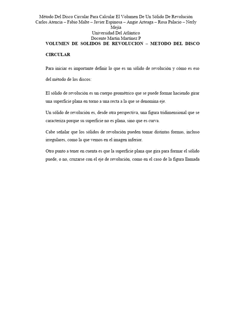 Volumen de Solidos de Revolucion | PDF | Integral | Perspectiva (Gráfica)