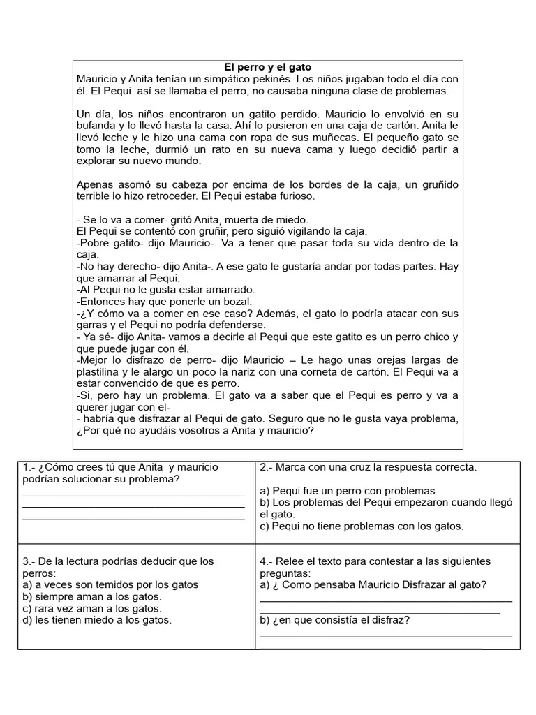 Cuento del perro y el gato | PDF