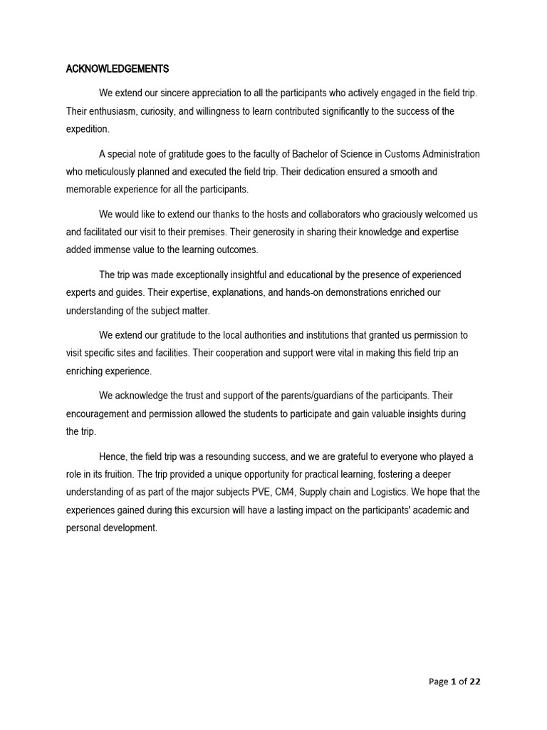 FIELD TRIP NARRATIVE REPORT | PDF | Port | Learning
