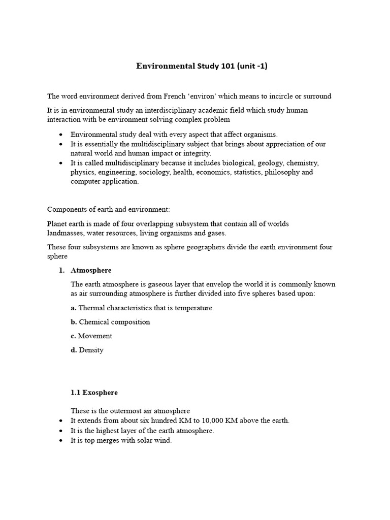 Environmental Study unit 1 and unit 2 | PDF | Food Web | Ecosystem