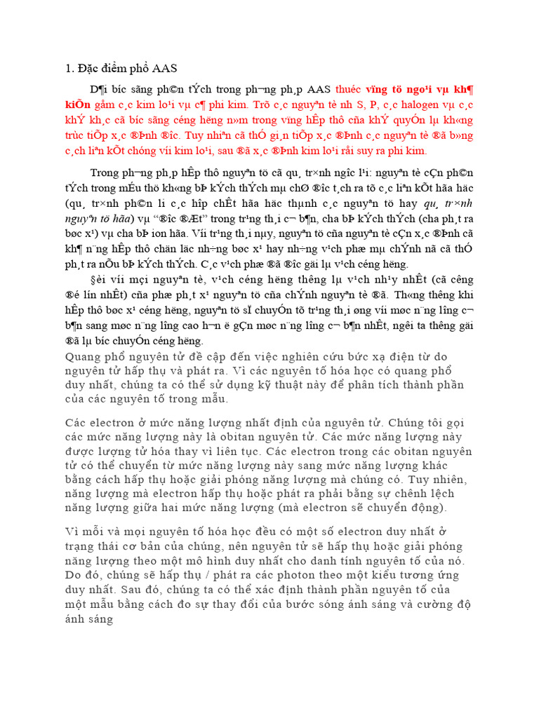 1. Đặc Điểm Phổ Aas: Kiõn Gåm C¸C Kim Lo¹I Vµ C¶ Phi Kim. Trõ C¸C Nguyªn Tè Nh S, P, C¸C Halogen ...