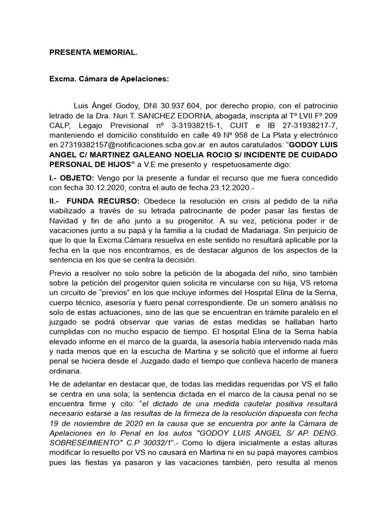 Presenta Memorial | Descargar gratis PDF | Percepción | Justicia