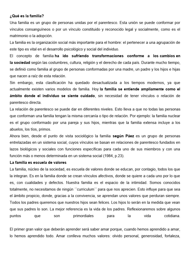 Qué Es La Familia | PDF | Familia | Sociedad