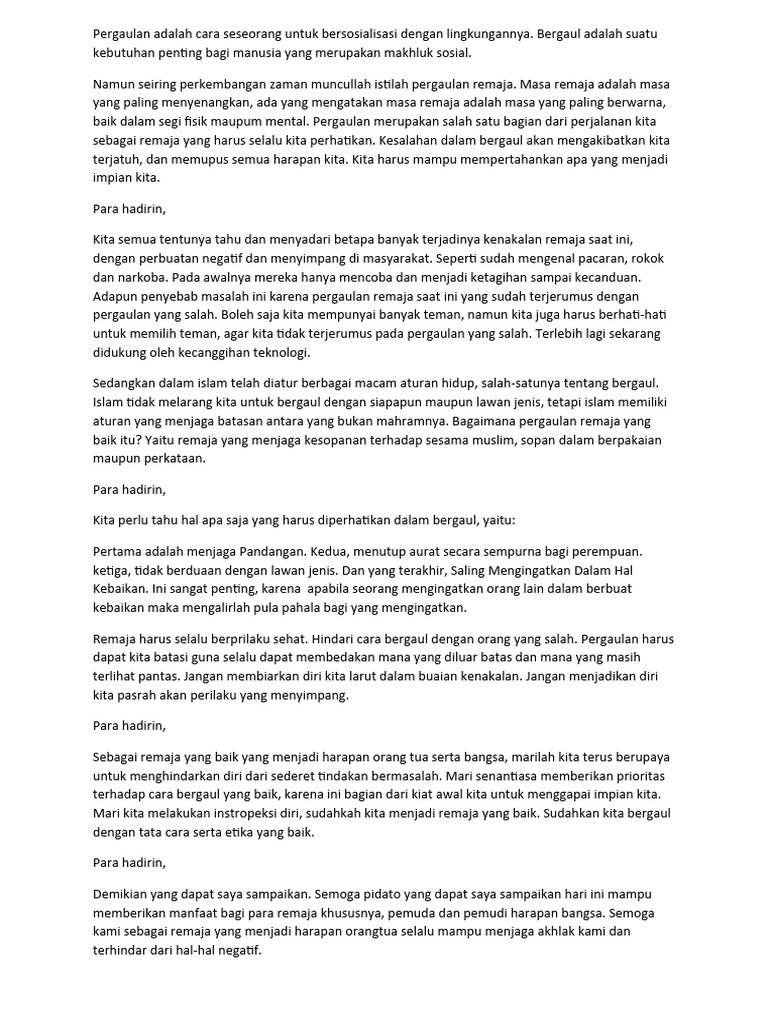 Teks Speech Pergaulan Remaja fix-WPS Office | PDF