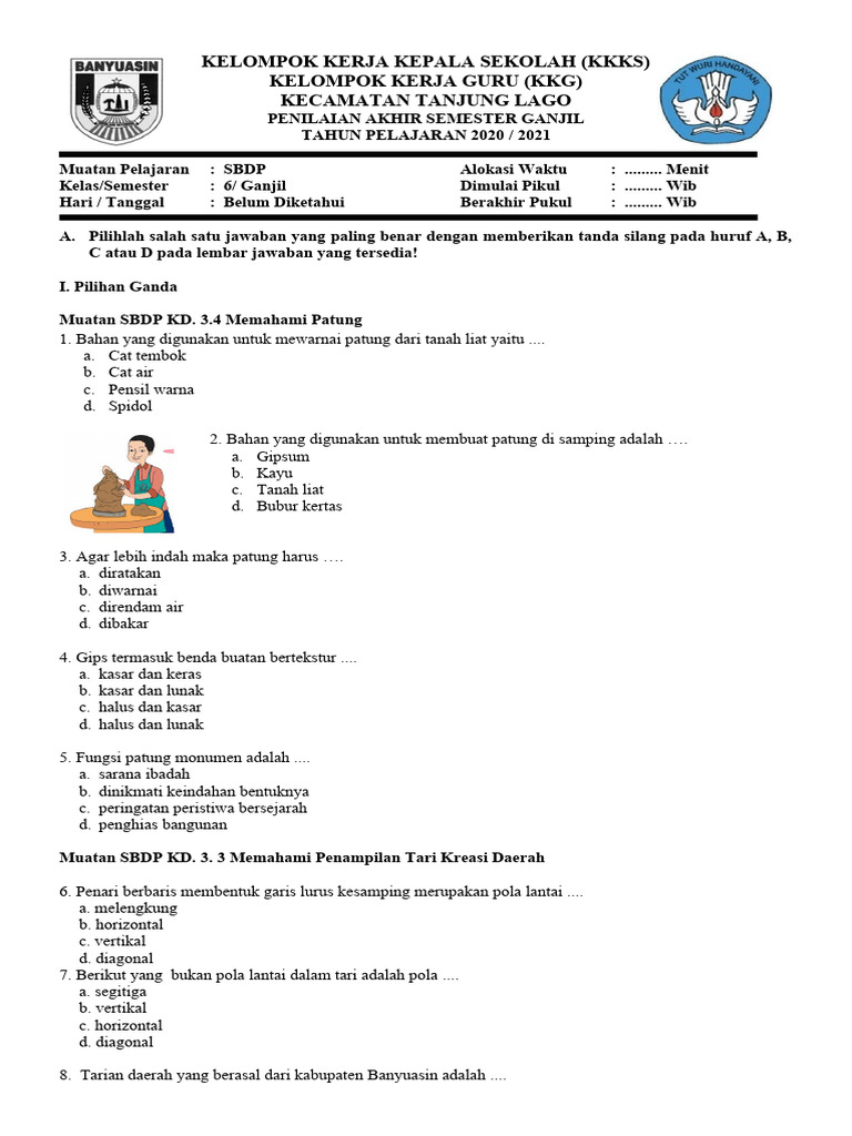Soal SBDP Kelas 6 Semester Ganjil | PDF