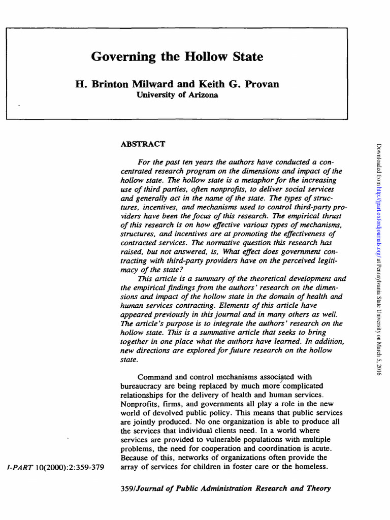 Milward, H. B., & Provan, K. G. (2000) - Governing The Hollow State ...