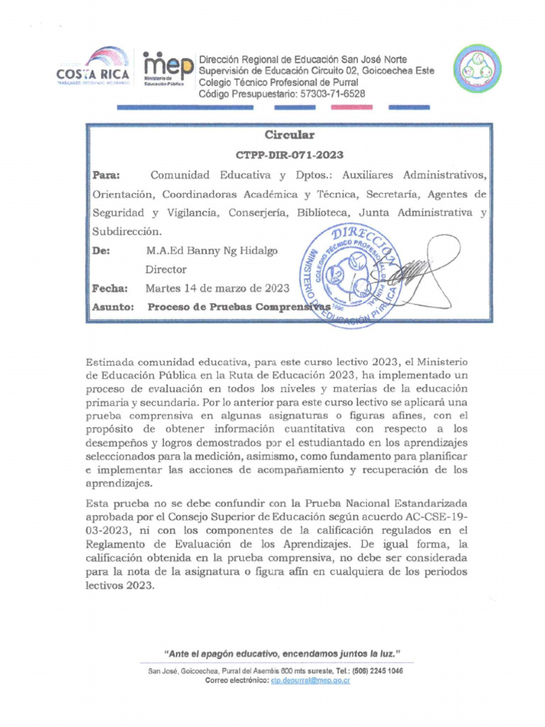 Circular CTPP-DIR-071 | PDF