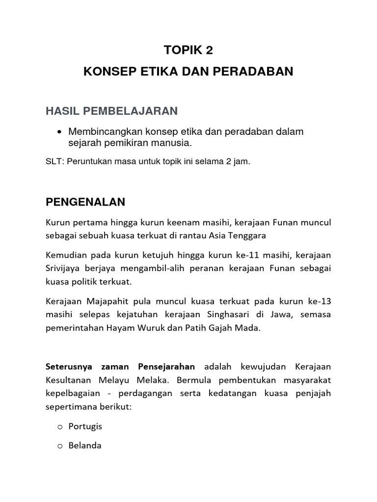Konsep Etika Dan Peradaban Dalam Sejarah Pemikiran Manusia | PDF
