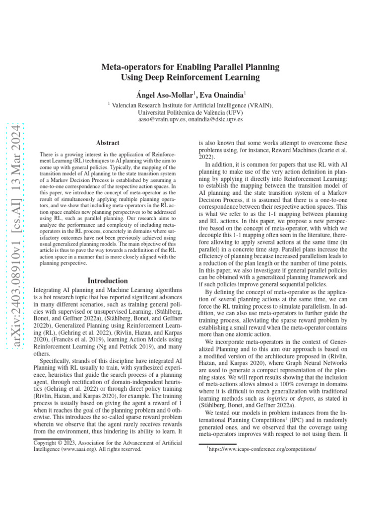 Meta-Operators For Enabling Parallel Planning | PDF | Artificial Intelligence | Intelligence (AI ...