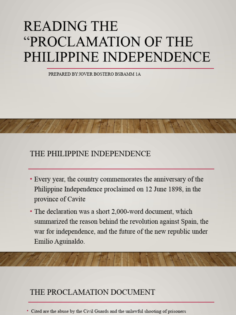 Proclamation of The Philippine Independence | PDF | Philippines ...