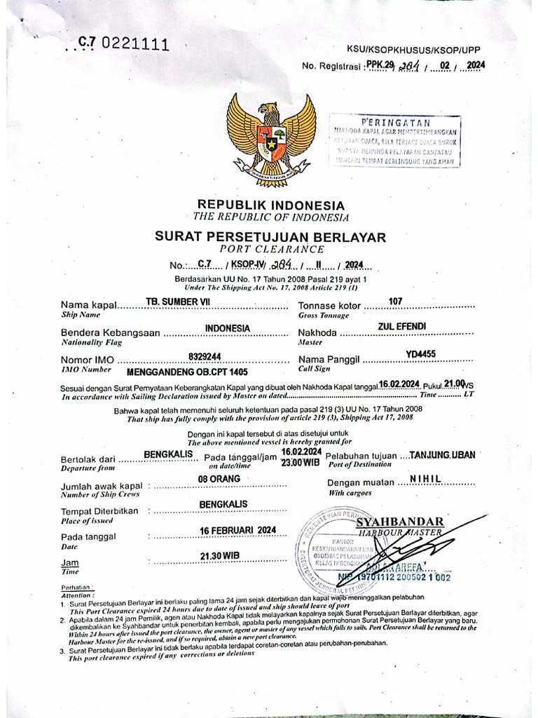 Clearance Surat Kapal | PDF