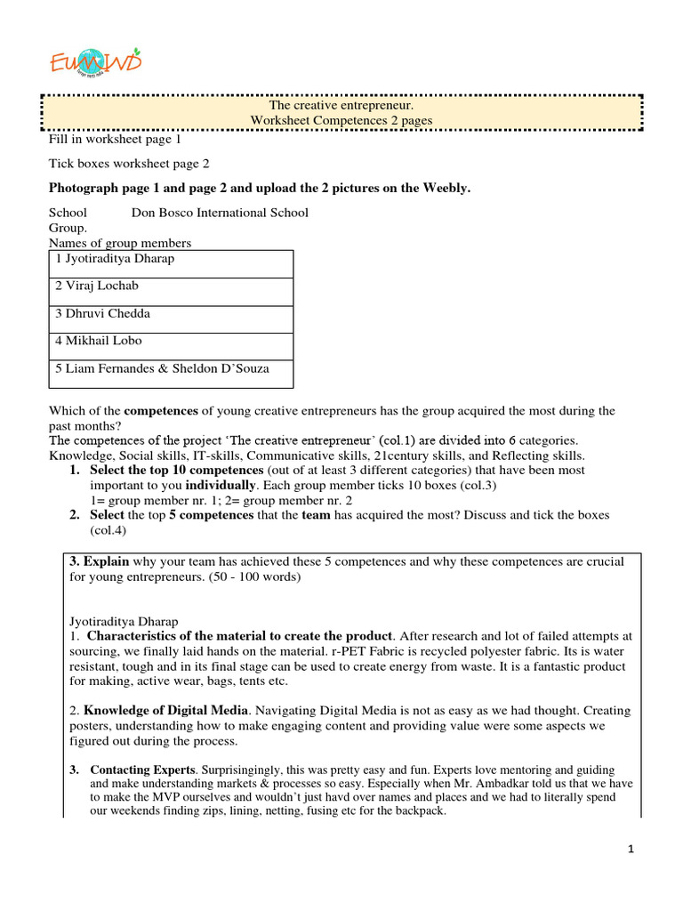 competences worksheet | PDF