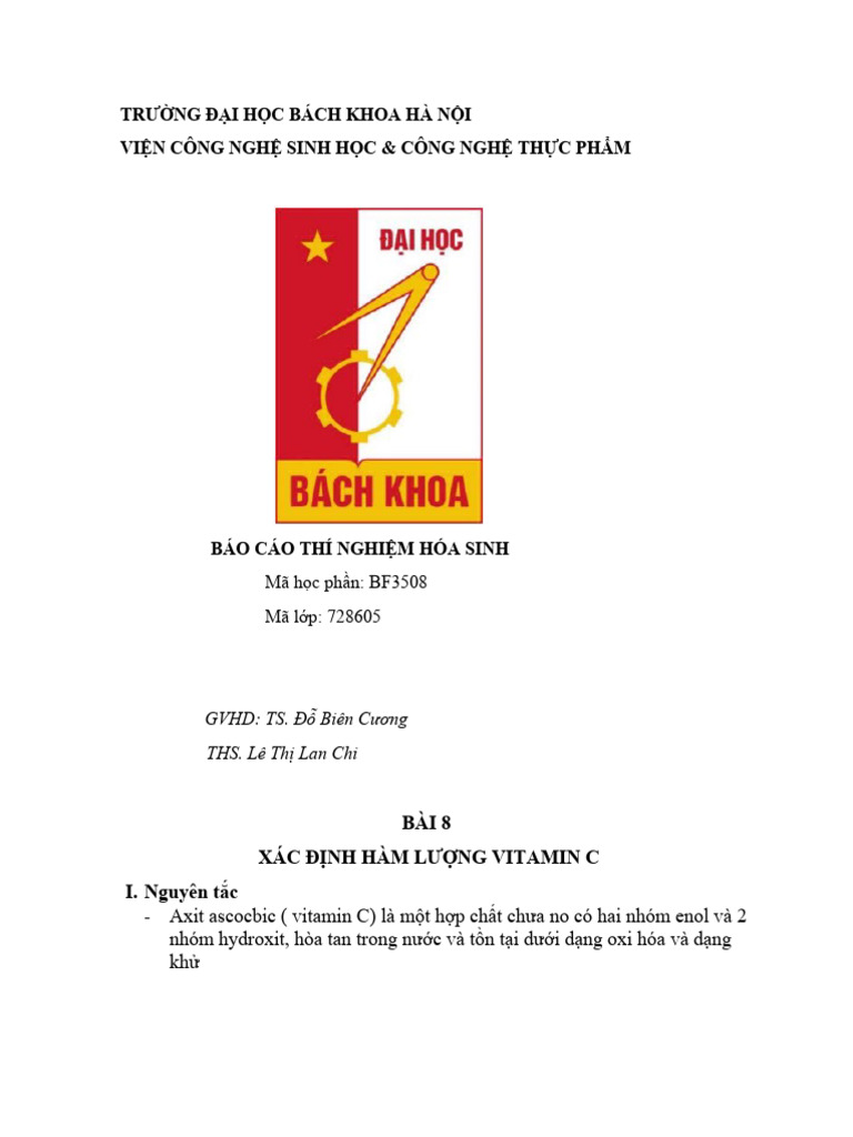 BC TN Hóa Sinh Bài 8 | PDF