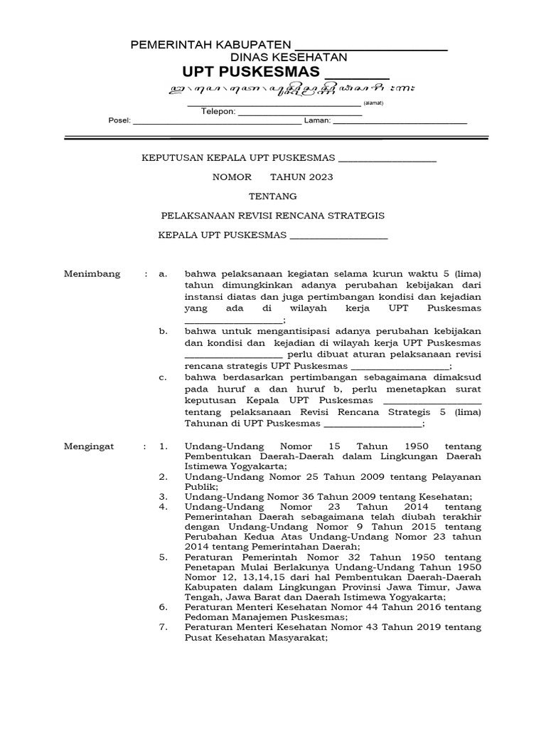 SK Revisi Perencanaan Strategis | PDF