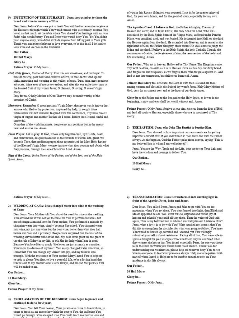 The Holy Rosary - Luminous Mystery | PDF | Jesus | Rosary