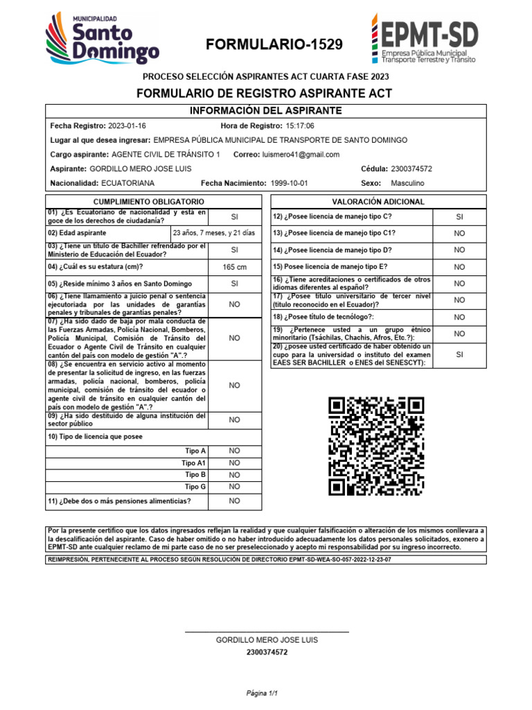 Formulario Formulario-1529 | PDF