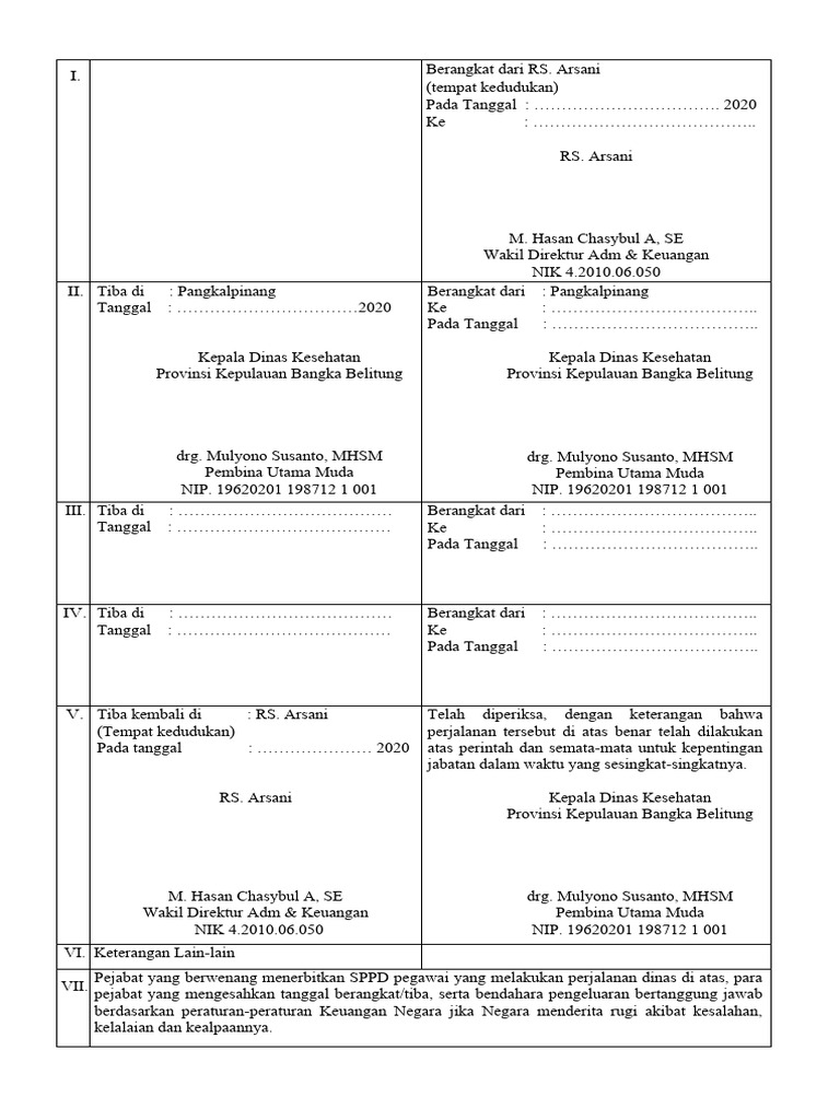 Contoh SPPD Perjalanan Dinas | PDF