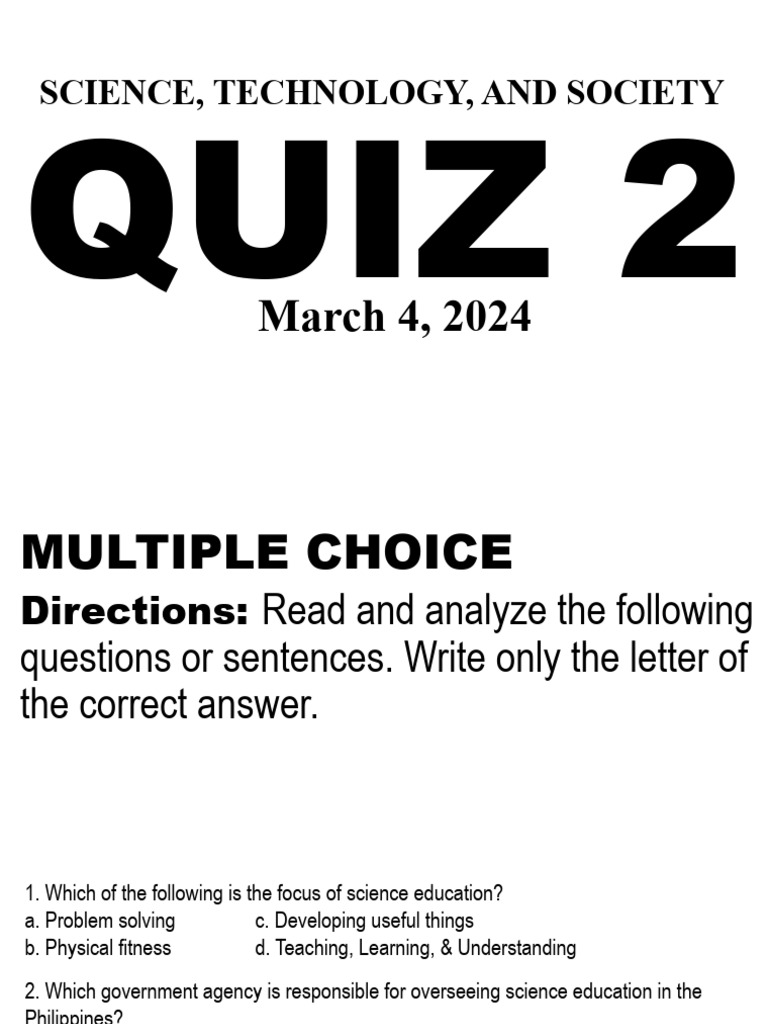 Quiz 2 STS | PDF | Science | Learning