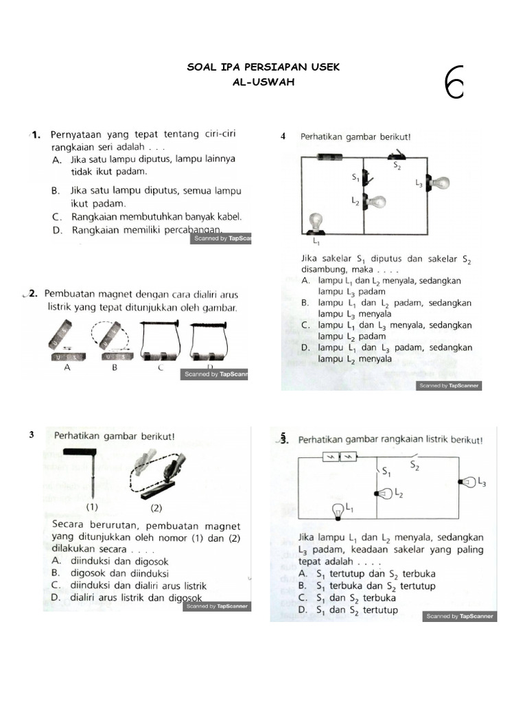 Soal Ipa Persiapan Usek Al Uswah Kelas 6-Aeb41-3411 724 | PDF