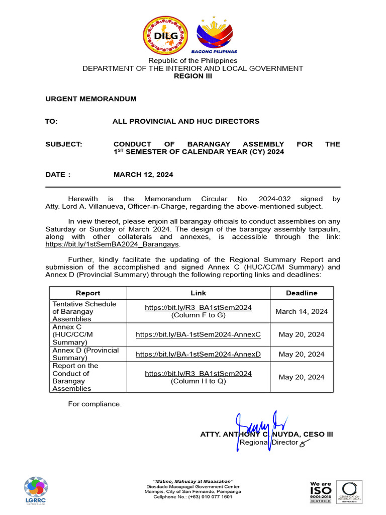 Barangay Assembly Guidelines 2024 | PDF