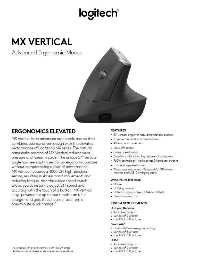 Logitech MX Vertical Datasheet | PDF | Computer Engineering | Computer Science