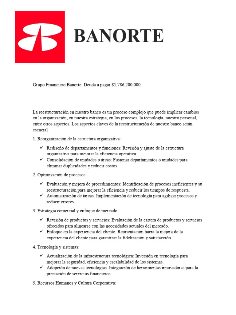 BANORTE | PDF | Deuda | Evaluación