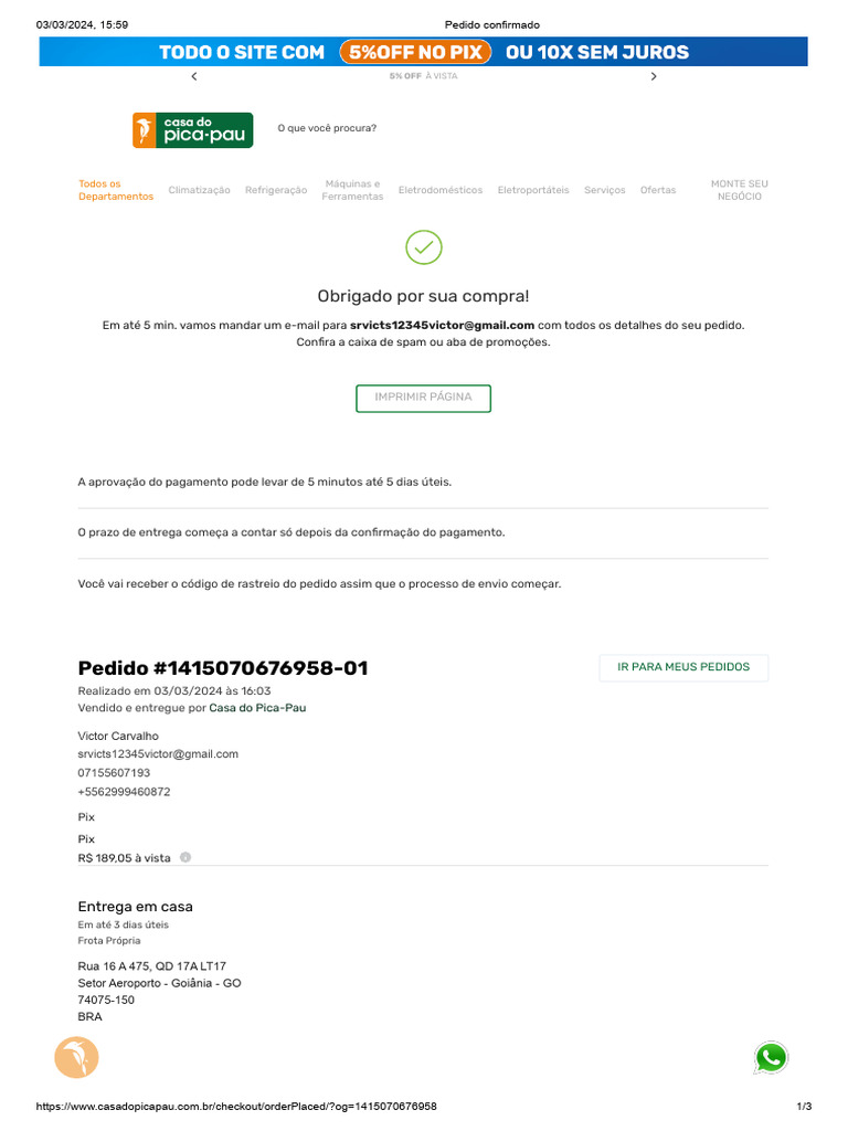 Pedido Confirmado | PDF